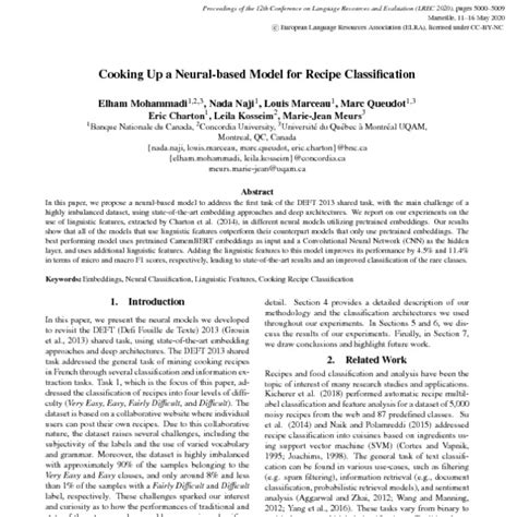 Cooking Up A Neural Based Model For Recipe Classification ACL Anthology