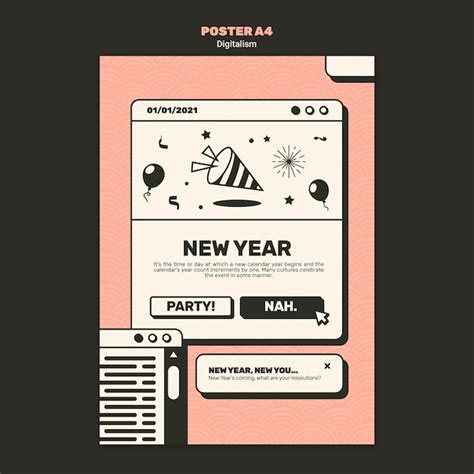 새 해 개념 포스터 템플릿 무료 Psd 파일