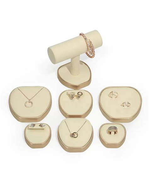 Luxury Gold Metal Cream Velvet Necklace Display Tray
