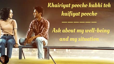 Khairiyat Song English Translation Emma Heesters Chhichhore