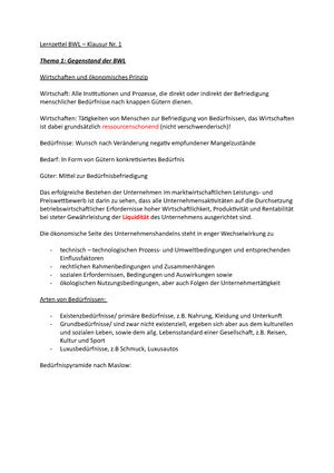 Klausur Grundkurs BWL Blatt Von Klausur Zum Grundkurs Betriebswirtschaftslehre WiSe