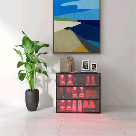 Dropship 3 Glass Door Shoe Cabinet Wooden Shoes Rack Shoes Storage With