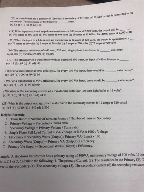 Solved Electric Transformer Homework Due Tuesday October