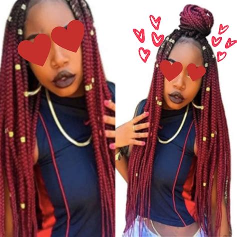 Red Ombre Box Braids