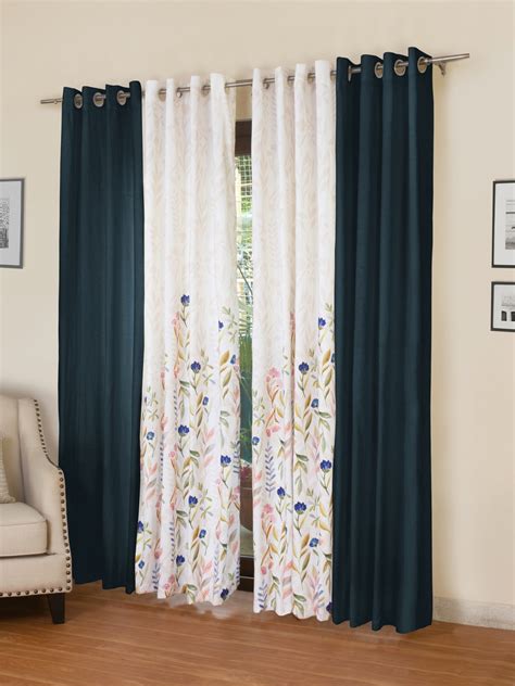 Buy ROSARA HOME Blue White Set Of Door Curtains Curtains And Sheers For Unisex