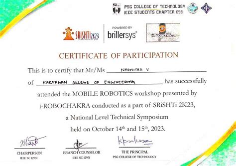 Narmitha Venkatesan On Linkedin Workshop On Mobile Robotics At Psg