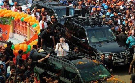 Prime Minister Narendra Modi Holds 26km Roadshow In Bangalore People