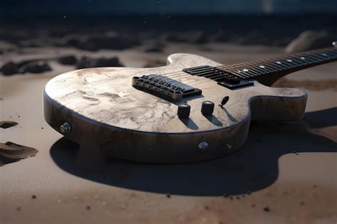 premium ai image electric guitar on the sand neural network ai generated