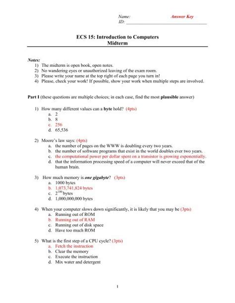 Ecs Introduction To Computers Midterm