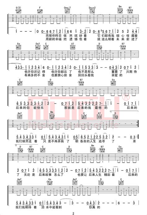 后来的我们吉他谱五月天g调原版弹唱谱聚谱网