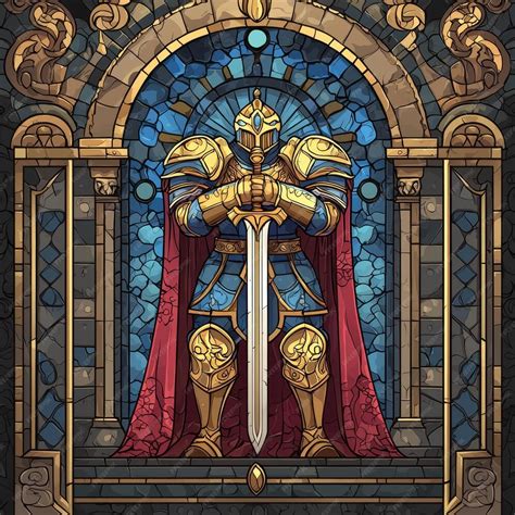 Stained Glass Knight Premium Ai Generated Image