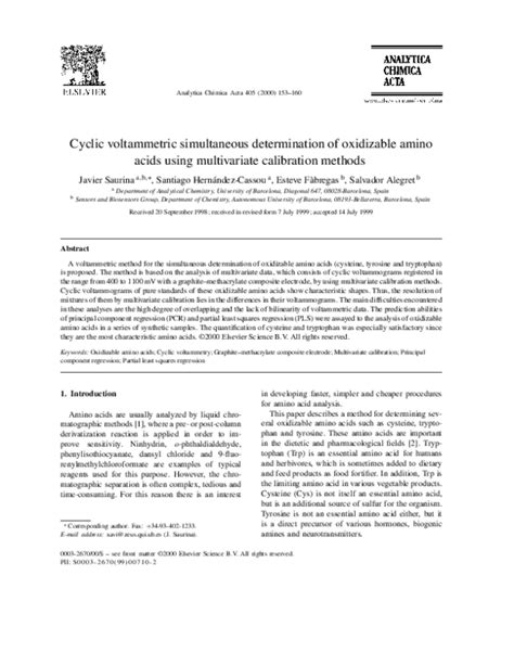 Cyclic Voltammetric Simultaneous Determination Of Oxidizable Amino