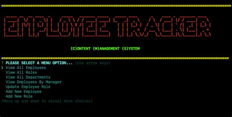 Mysql Employee Tracker Back End Solution For Managing A Companys