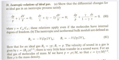 Solved 10 Isentropic Relations Of Ideal Gas A Show That