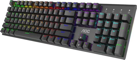 AOC GK Mechanical Gaming Keyboard Red Switch Double Shot Keycaps M Clicks Keys Prog