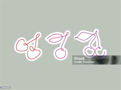 한 라인 아트 스타일 체리 미니멀리즘 디자인의 추상적 인 창조적 인 음식 손으로 그린 벡터 그림 0명에 대한 스톡 벡터 아트 및 기타 이미지 Istock