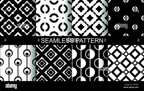 A Set Of Seamless Geometric Patterns Vector Illustration Stock Vector Image And Art Alamy
