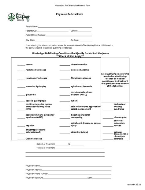 Physician Referral Forms The Healing Clinics Mississippi