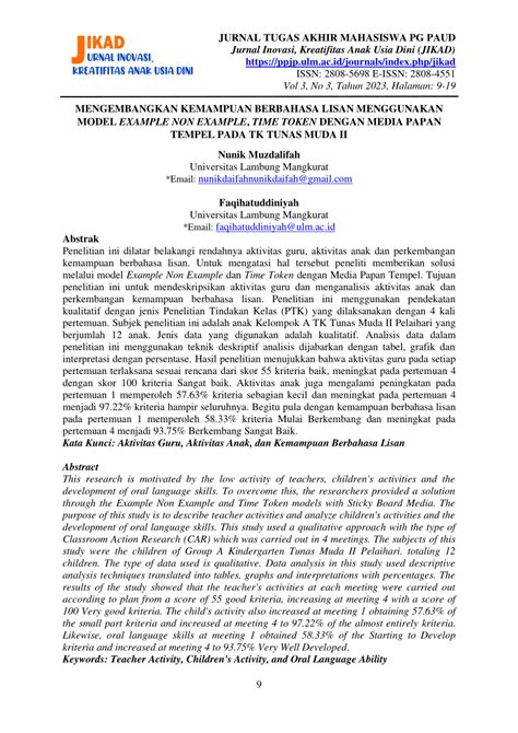 pdf mengembangkan kemampuan berbahasa lisan menggunakan model example