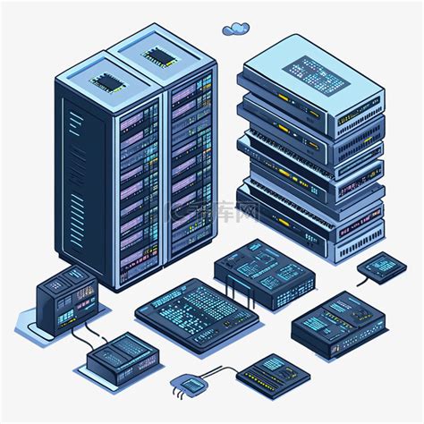 卡通数据中心组成素材图片免费下载 千库网