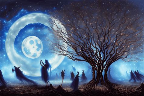 Witches Dancing Under A Full Moon Creative Fabrica