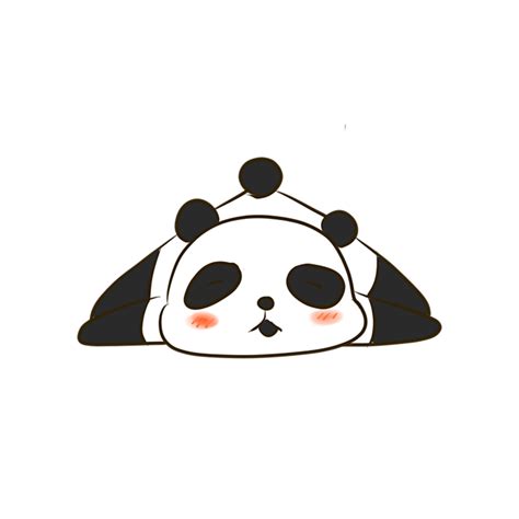 手绘趴着的熊猫插画