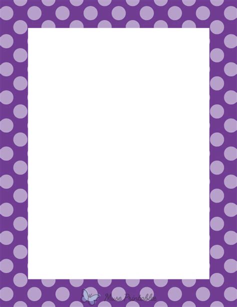 Printable Violet Polka Dot Page Border