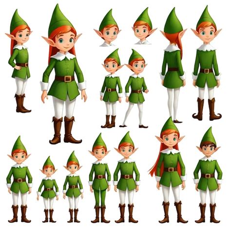 Premium Vector Elf Vector Set White Background Isolated A High