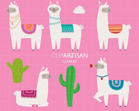 Llama Clipart Alpaca Printable Pretty Llamas And Alpacas Etsy Canada
