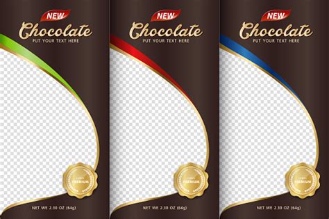 초콜릿 바 포장 세트 포장라벨 패턴이 있는 트렌디한 럭셔리 제품 브랜딩 템플릿 0명에 대한 스톡 벡터 아트 및 기타 이미지 0명 3차원 형태 가리기 Istock