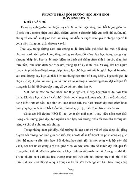 PPT Phương pháp bồi dưỡng học sinh giỏi môn Sinh học PowerPoint Presentation ID
