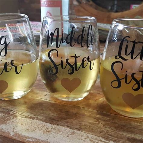 Big Sister Wine Glass Middle Sister Wine Glass Little Sister Etsy