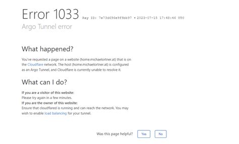 argo tunnel error 1033 · issue 438 · brenner tobias addon cloudflared