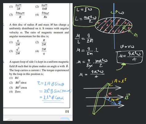 A Square Loop Of Side L Is Kept In A Uniform Magnetic Field B Such That I