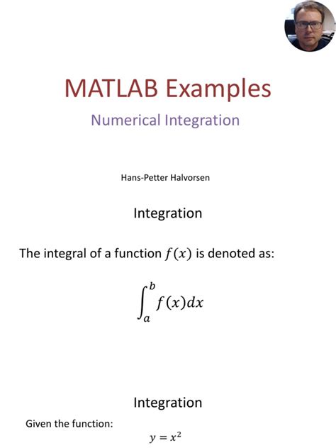 Matlab Examples Numerical Integration Pdf Integral Area