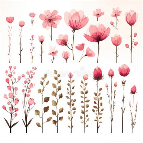 Vector Flat Sprite Sheets Of Flowers Or Trees Ai Generated Stock