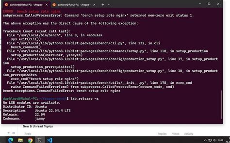 Error While Setting Up Production Server Error Bench Setup Role