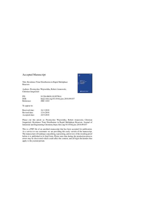 Pdf Residence Time Distribution In Rapid Multiphase Reactors