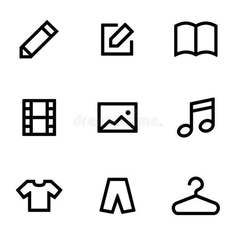 set of icons for simple flat style ui design stock vector