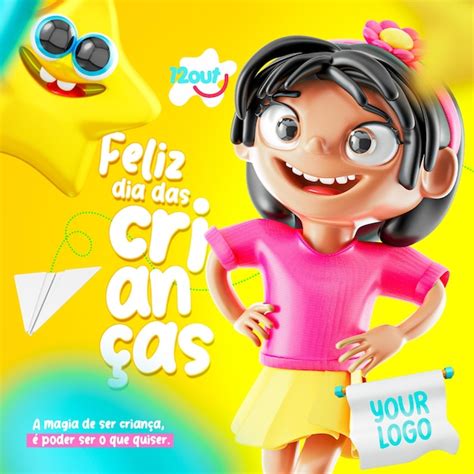 Feliz Dia Das Crianças Modelo De Mídia Social Em Português Psd Premium