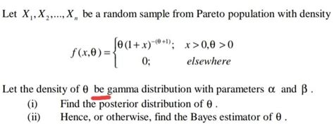 Solved Let X1 X2 … Xn Be A Random Sample From Pareto