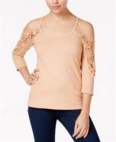 American Rag Crochet Trim Cold Shoulder Top Created For Macys Macys