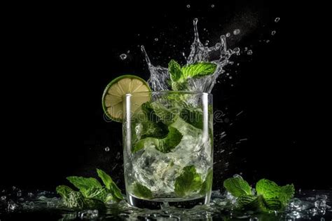 Delicious Refreshing Summer Alcoholic Cocktail Mojito Generative Ai Stock Illustration