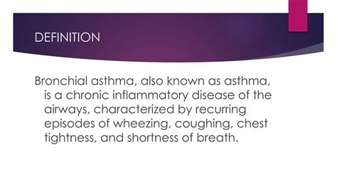 Asthma Definition Etiology Clinical Features Diagnostic Test