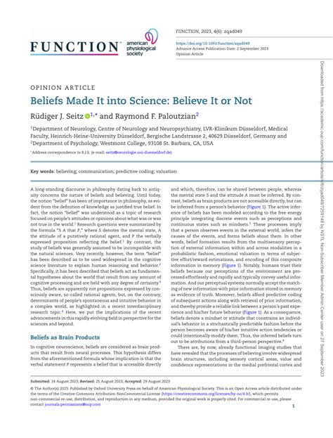 (PDF) Beliefs Made It into Science: Believe It or Not