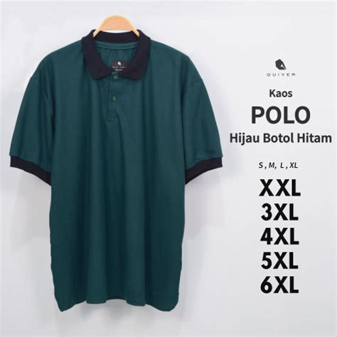 Jual Kaos Polo Jumbo Kombinasi Hijau Botol Hitam Big Pria Size Kerah