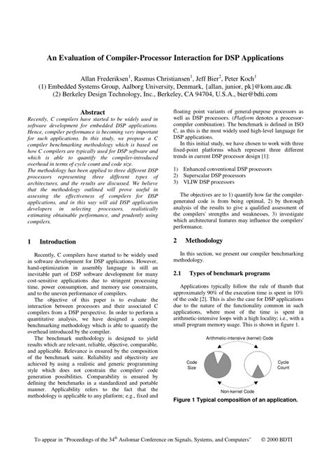 pdf an evaluation of compiler processor interaction for dsp applications