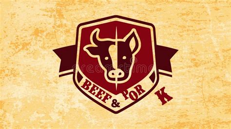 Butcher Shop Design With Pork And Cow Head Forming Face Stock Video