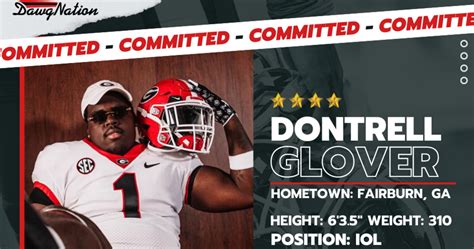 Dontrell Glover 4 Star Ol Commits Georgia Football 2025