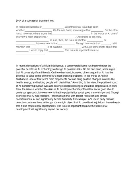 Dna Argument Pdf Career And Growth Self Improvement